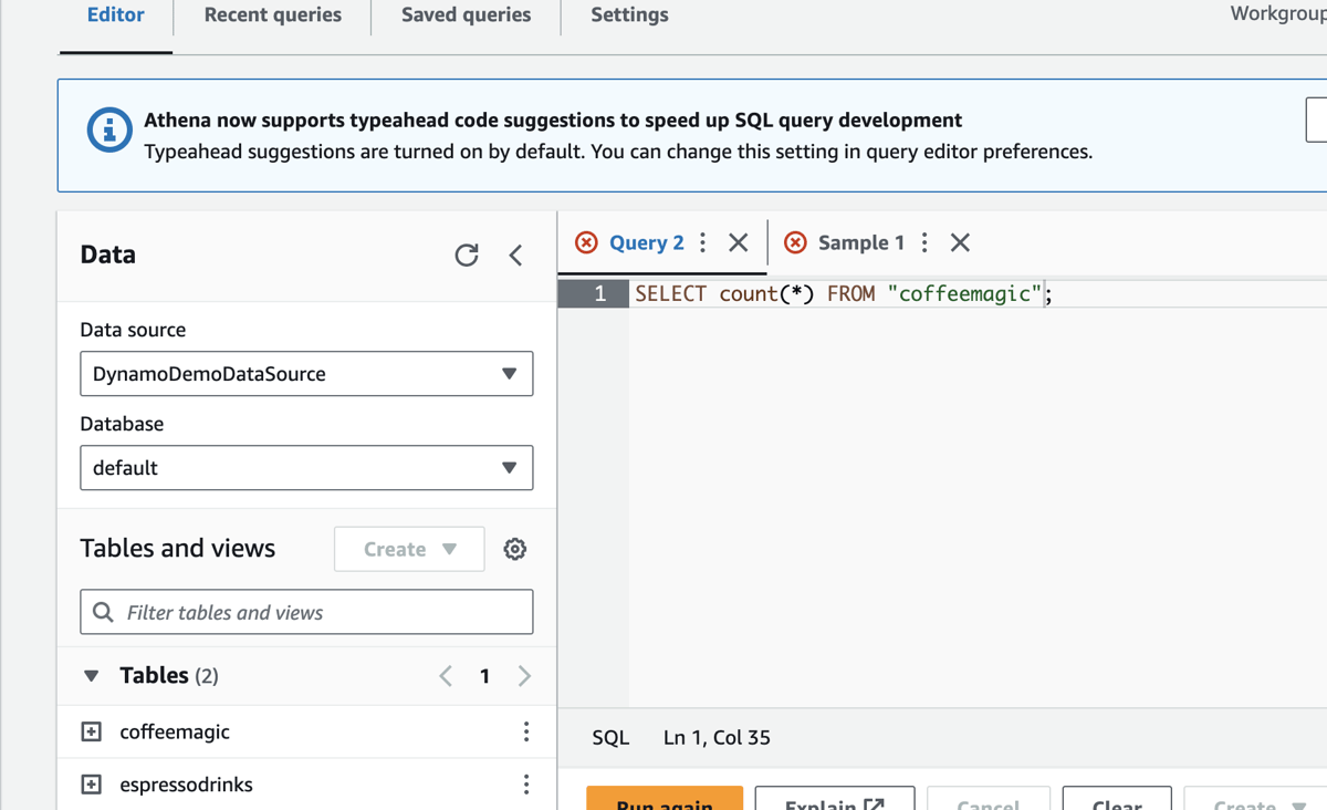 AWS Athena with DynamoDB as Data sources in 5 minutes